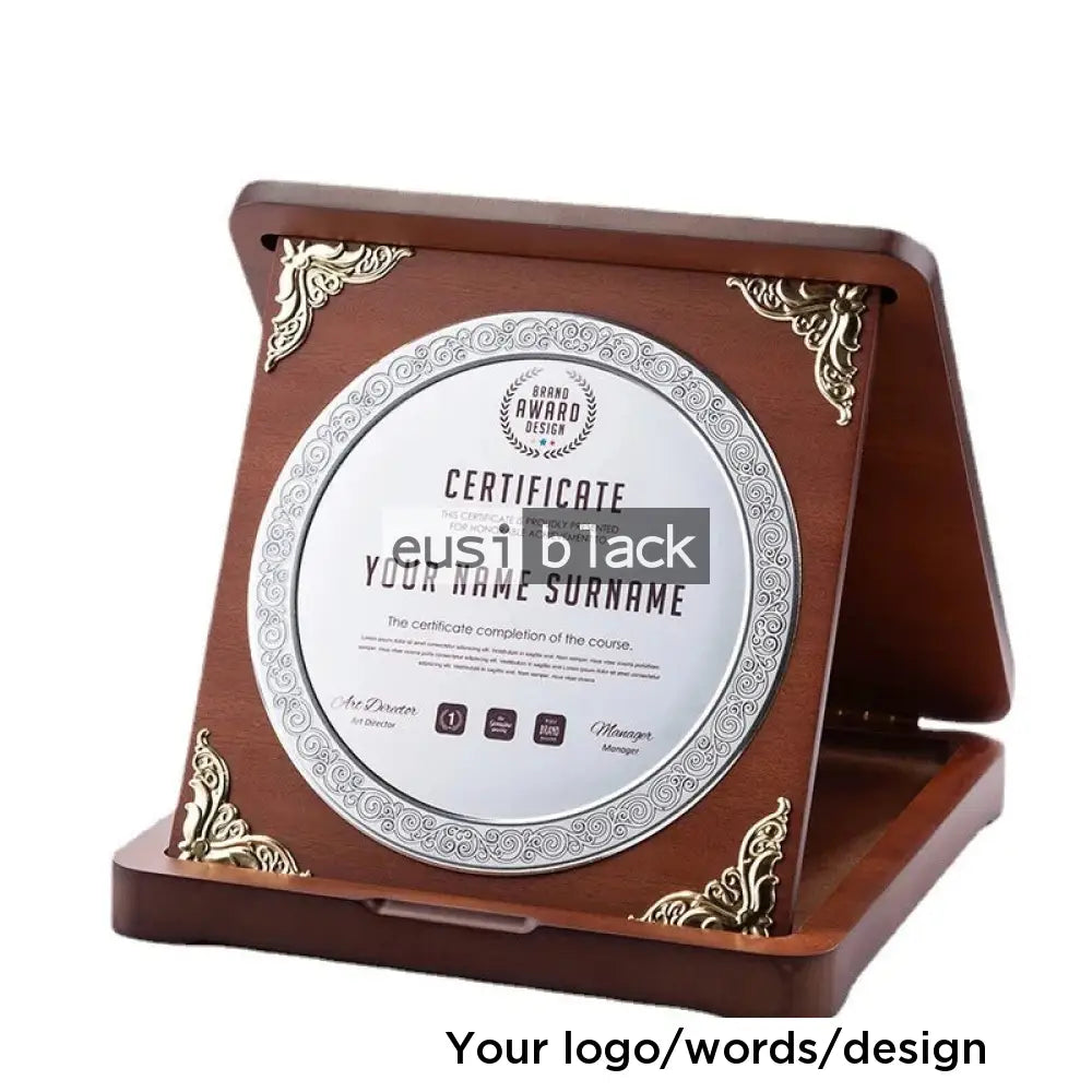 Round open display plaque award in a case customized by Eusi Black ...